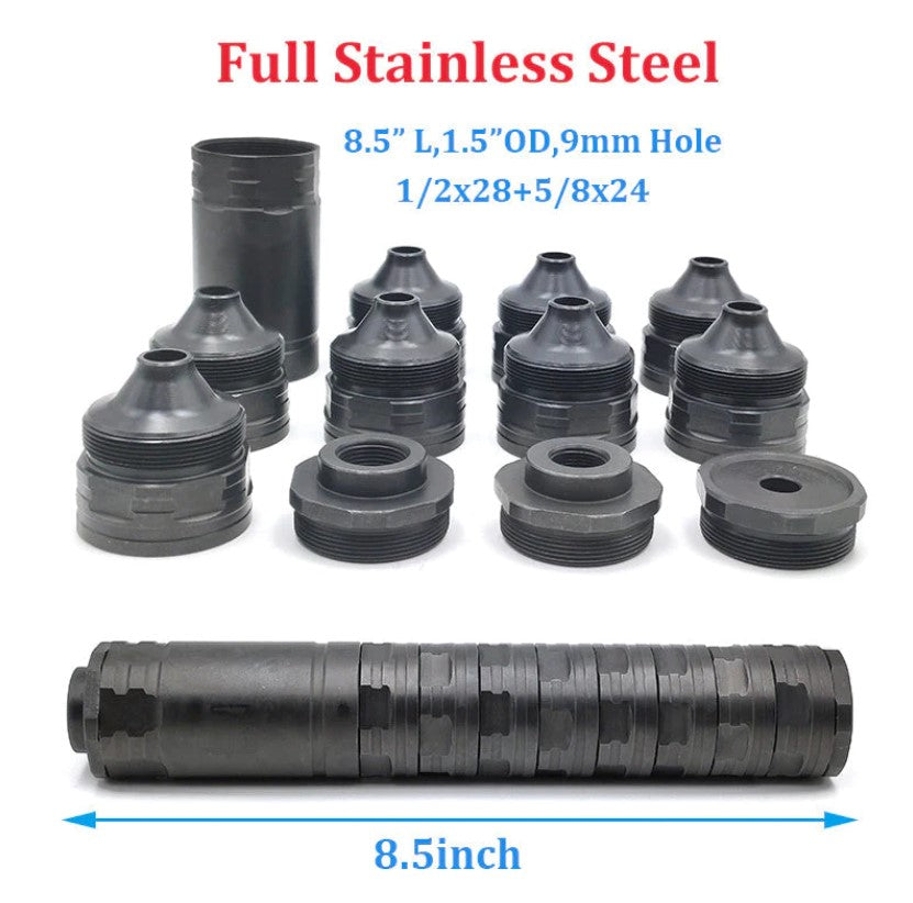 8.5"L 1.5"OD Stainless Steel Modular Solvent Trap Kit 1/2-28 5/8-24 ...